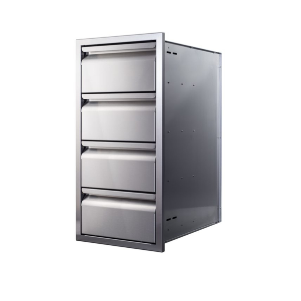 15" Stainless Steel Four Drawer Stack - Outdoor Cooking Pros